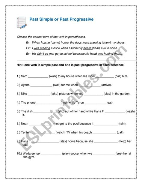 Past Simple Or Past Progressive Esl Worksheet By Awahl1211