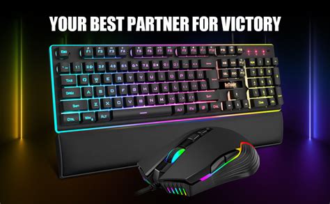 Amazon Com RedThunder K10 Wired Gaming Keyboard And Mouse And Wrist Rest Combo RGB Backlit