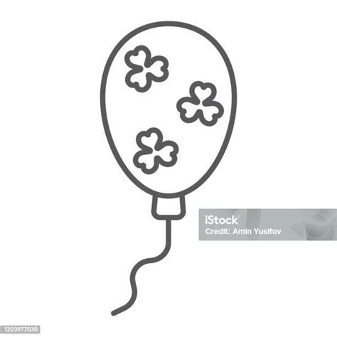 클로버 풍선 얇은 라인 아이콘 세인트 패트릭의 날과 휴일 장식 기호 벡터 그래픽 흰색 배경에 선형 패턴 Eps 10 0명에 대한 스톡 벡터 아트 및 기타 이미지 Istock