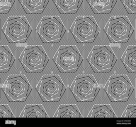 Hexagon Seamless Pattern Vector Illusion Stripe Vector Isolated Background Wallpaper Stock