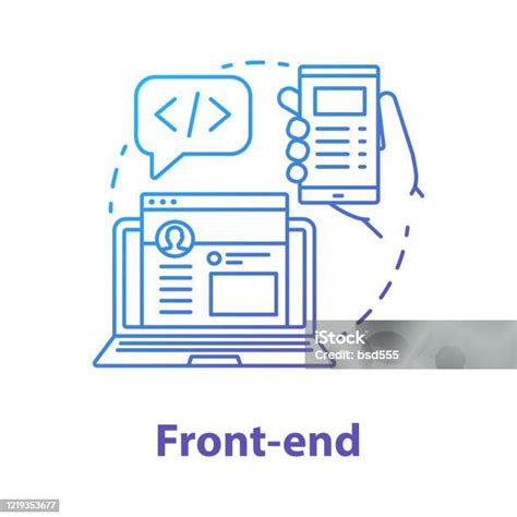 프런트 엔드 컨셉 아이콘 소프트웨어 개발 키트 아이디어 씬 라인 일러스트 서비스 오케스트레이션 프로그래밍 및 코딩 응답 웹 사이트 디자인 벡터 절연 선도선 도면 아이콘에