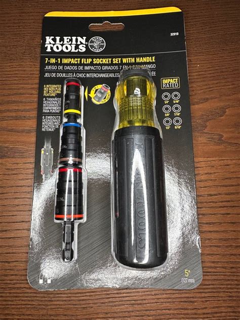 Klein Tools 32910 Impact Driver 7 In 1 Impact Flip Socket Set With Handle 6 Hex Driver Sizes