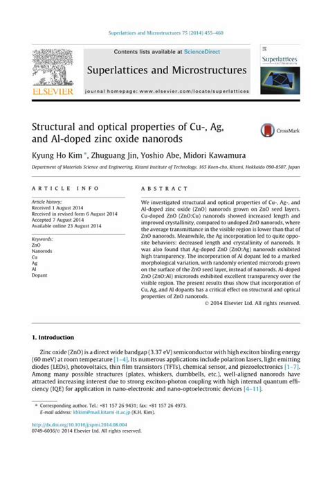 Pdf Structural And Optical Properties Of Cu Ag And Al Doped Zinc Oxide Nanorods Dokumentips