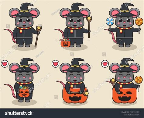 Vector Illustration Cute Mouse Wizard Costume Stock Vector Royalty Free 2032934387 Shutterstock