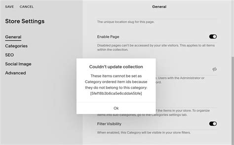Category Error Message Couldnt Update Collection Commerce Squarespace Forum