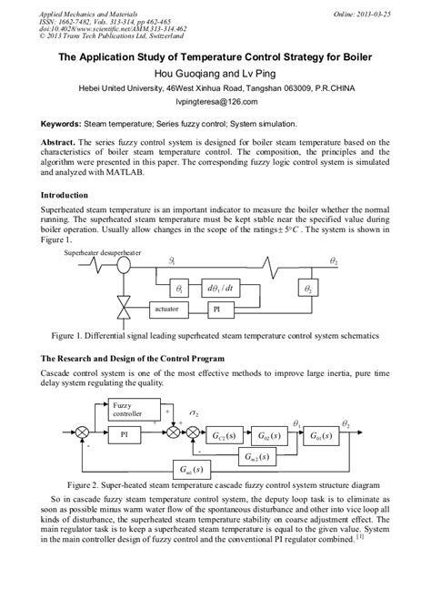 The Application Study Of Temperature Control Strategy For Boiler Scientific Net