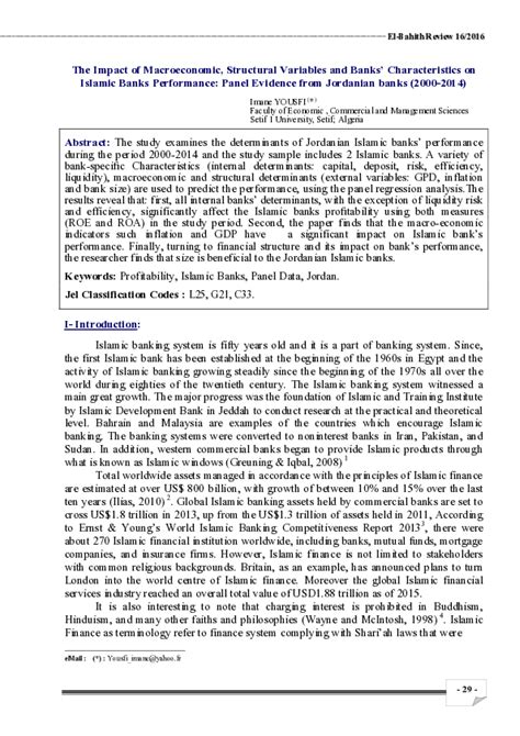 Pdf The Impact Of Macroeconomic Structural Variables And Banks Characteristics On Islamic