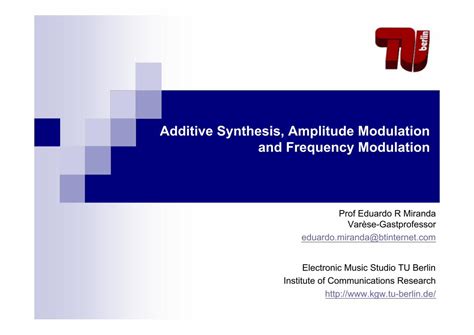 pdf additive synthesis amplitude modulation and frequency modulation