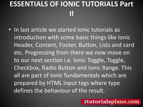 Ppt Essentials Of Ionic Tutorials Part Ii Powerpoint Presentation Free Download Id7399958