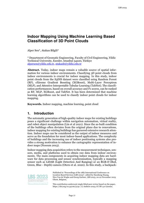 Pdf Indoor Mapping Using Machine Learning Based Classification Of 3d