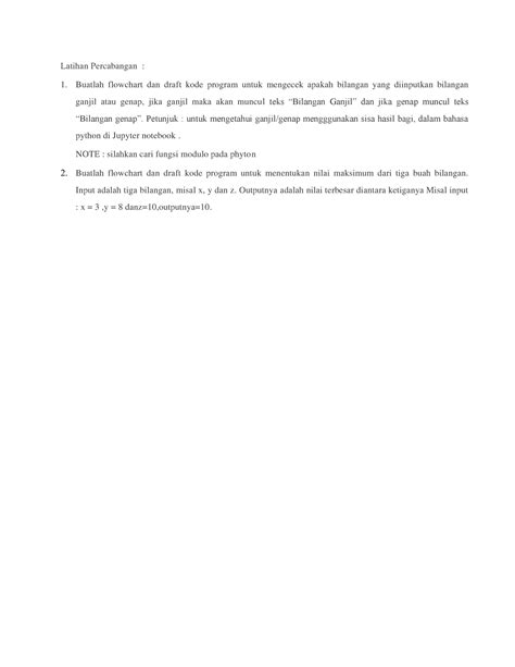 Algoritma Dan Pemrograman Percabangan Latihan Percabangan Buatlah