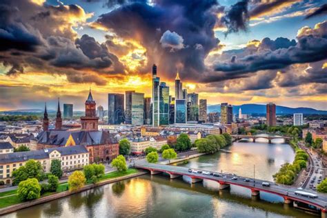 Frankfurt Am Main Skyline Panorama Germany Stock Illustration