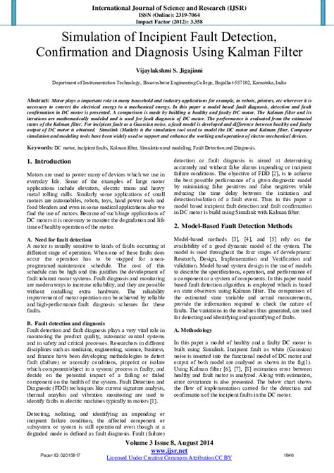 Pdf Simulation Of Incipient Fault Detection Confirmation And Diagnosis Using Kalman Filter