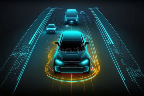 Illustration Autonomous Car Sensor Driver Security Generative Ai Stock Image Image Of