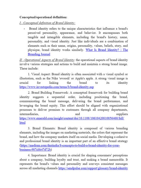 Conceptual And Operational Definition Brand Identity Pdf Brand Market Economics
