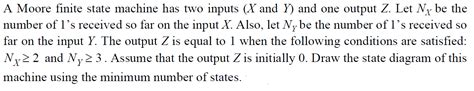 Solved A Moore Finite State Machine Has Two Inputs X And Y