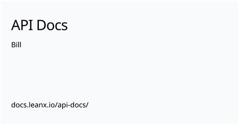 bill api docs
