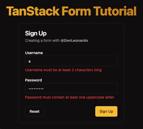 Tanstack Form Setup And Simple Validation With Shadcnui Leonardo