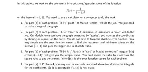 Solved In This Project We Work On The Polynomial