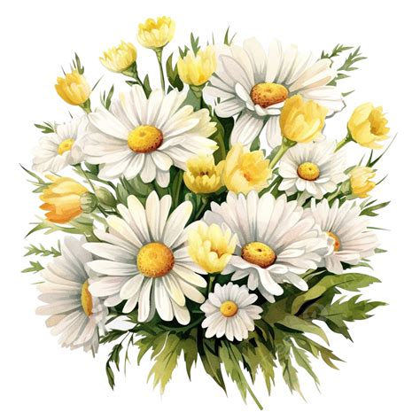 수채화 꽃 꽃다발 일러스트 데이지 꽃 Ai 생성 데이지 꽃 수채화 Png 일러스트 및 이미지 에 대한 무료 다운로드 Pngtree