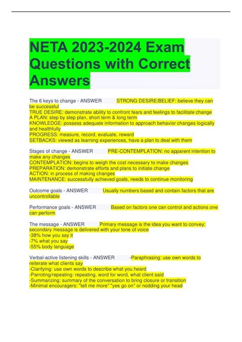 Neta Exam Questions With Correct Answers Neta Stuvia Us