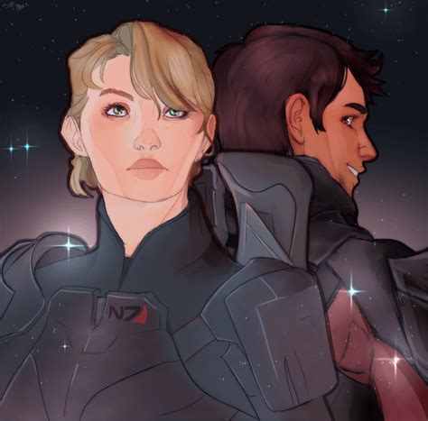 Happy N7 Day From My Shepard And Ryder💖 [oc My Artwork] R Masseffect