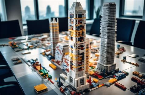 Premium Photo Management Team Building With Business Towers On The Table