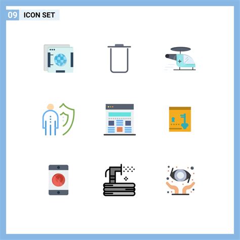 Mobile Interface Flat Color Set Of 9 Pictograms Of Interface Vector