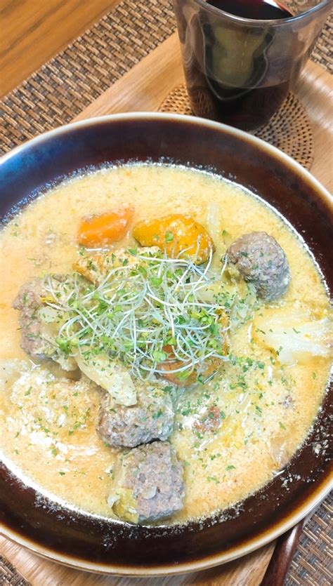 ミートボールの豆乳シチュー ひとりごはんの料理のきろくヱビス食堂