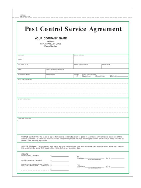 Fillable Online Pest Control Contract Template Contract Template Fax Email Print Pdffiller