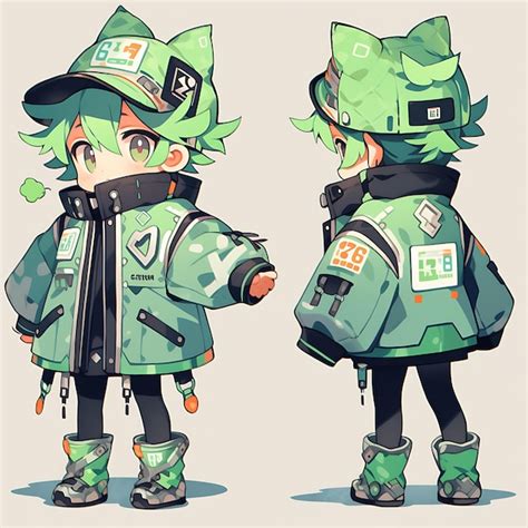 Premium Photo Character Anime Of Male Chibi Kawaii Hacker Fashion Matrix Green Binary Code Cu