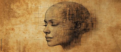 3d Wireframe Representation Of A Female Head On A Brown Background Symbolizing Technology