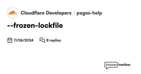 Frozen Lockfile Cloudflare Developers