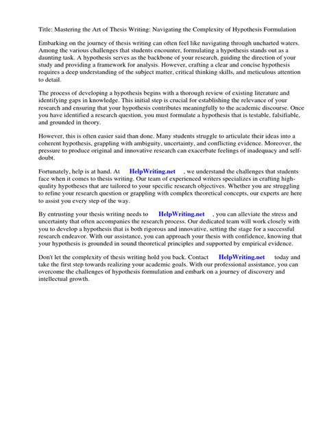 Thesis Writing Hypothesis Pdf Hypothesis Experiment