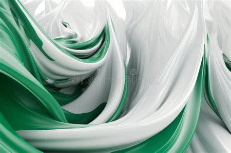 Modern Saudi Flag Design With Wave Twists In 3d Render Stock