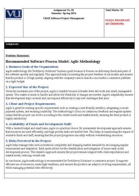 Software Requirements And Specifications Assignment 2 Solution Assignment No 01 Semester