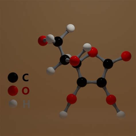 3d Model Ascorbic Acid Vitamin C Molecular C6h8o6 Vr Ar Low Poly