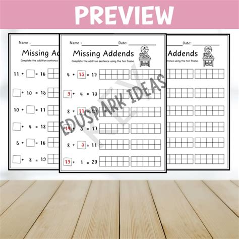Missing Addends To 20 For Kindergarten 1st Grade 2nd Grade By