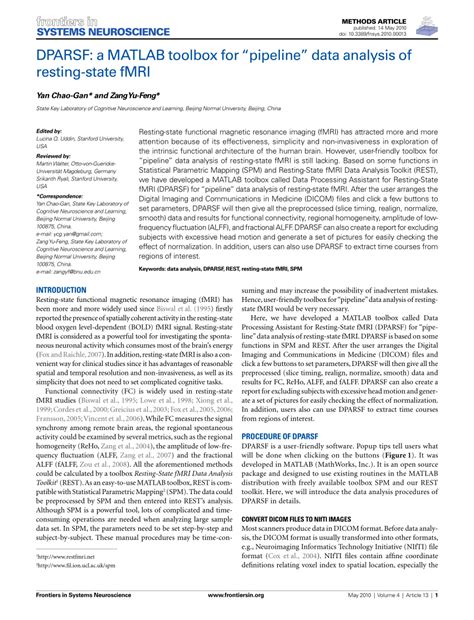 Pdf Dparsf A Matlab Toolbox For Pipeline Data Analysis Of Resting