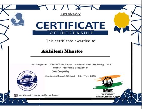 Akhilesh Mhaske On Linkedin Internship Cloudcomputing Internsavy