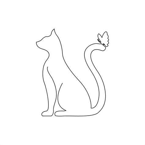 Contorno De Arte Continuo De Gatos Y Mascotas Ilustración Vectorial