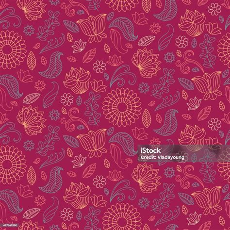 여름 꽃 벡터에서 완벽 한 패턴입니다 화려한 꽃과 잎과 끝 없는 배경 0명에 대한 스톡 벡터 아트 및 기타 이미지 0명 고풍스런 곡선 Istock