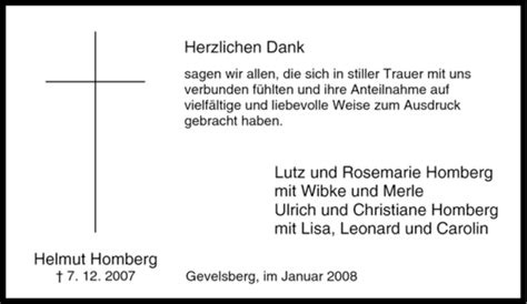 Traueranzeigen Von Helmut Homberg Trauer In Nrwde