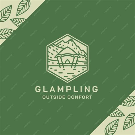 손으로 그린 글램핑 로고 템플릿 무료 벡터