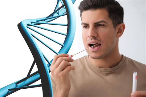 Premium Photo Man Taking Sample For Genetic Testing On White Background Illustration Of Dna