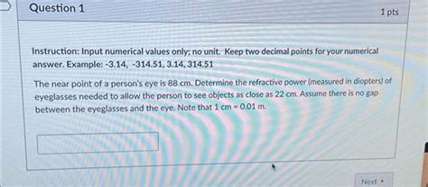 Solved Instruction Input Numerical Values Only No Unit Chegg Com