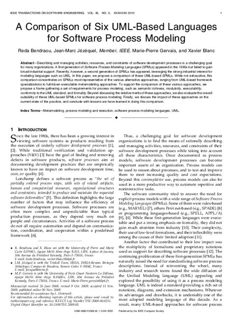 Pdf A Comparison Of Six Uml Based Languages For Software Process Modeling