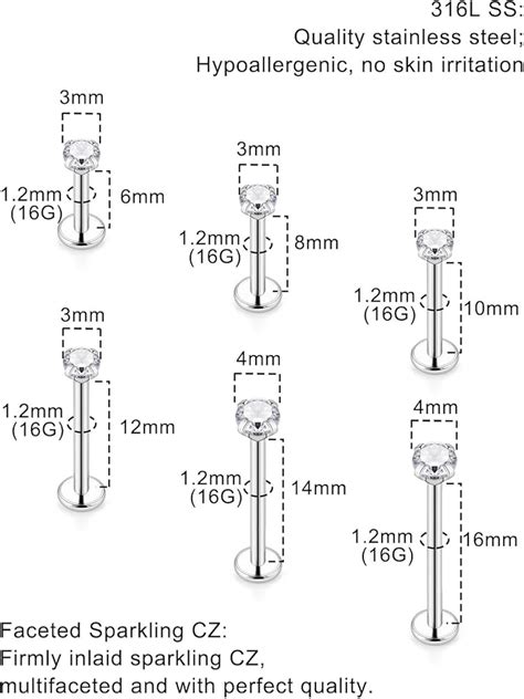 Lip Piercing Gauge Chart