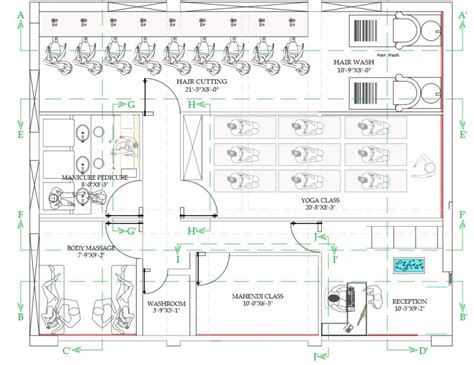 Beauty Parlor Interior Detail 2d View Cad Block Layout Autocad File