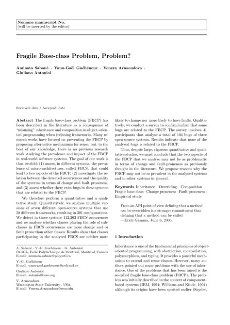 Pdf Fragile Base Class Problem Problem
